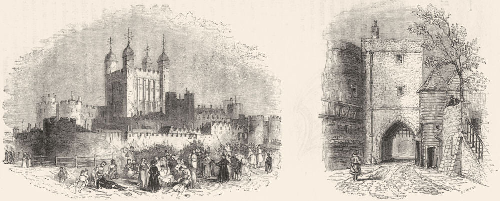 LONDON. Tower Temp Henry VI; Bloody-North side 1845 old antique print ...