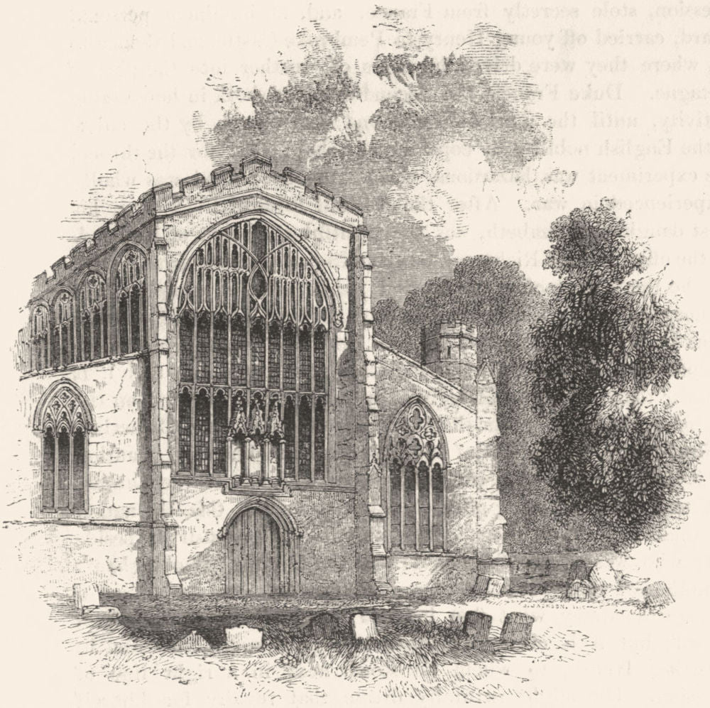 WARCS. Stratford Church. West End 1845 old antique vintage print ...