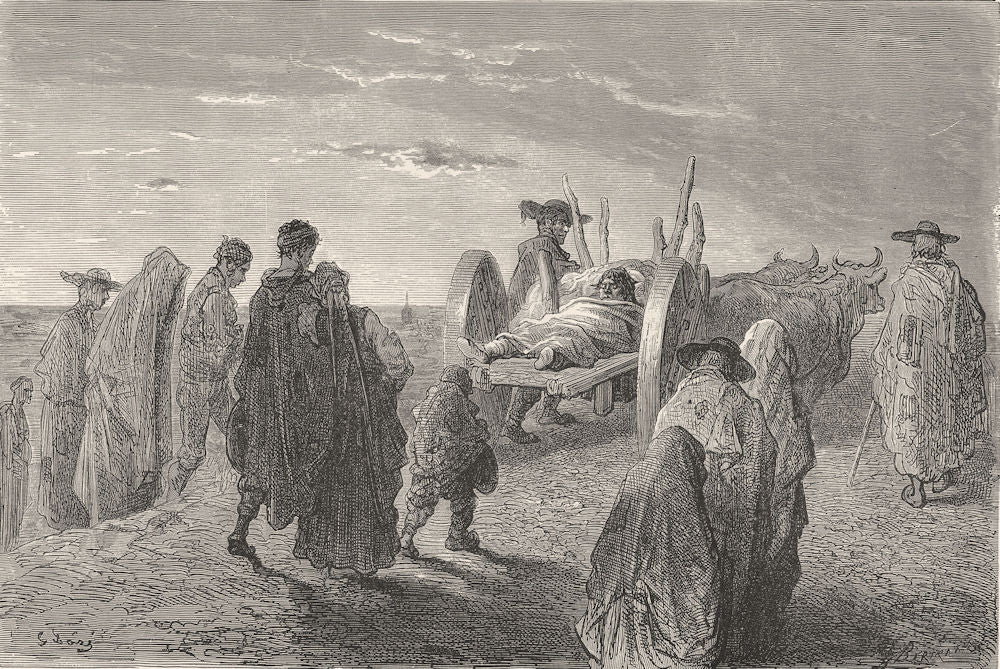 SPAIN. Peasant's Funeral, old Castille 1881 antique vintage print ...