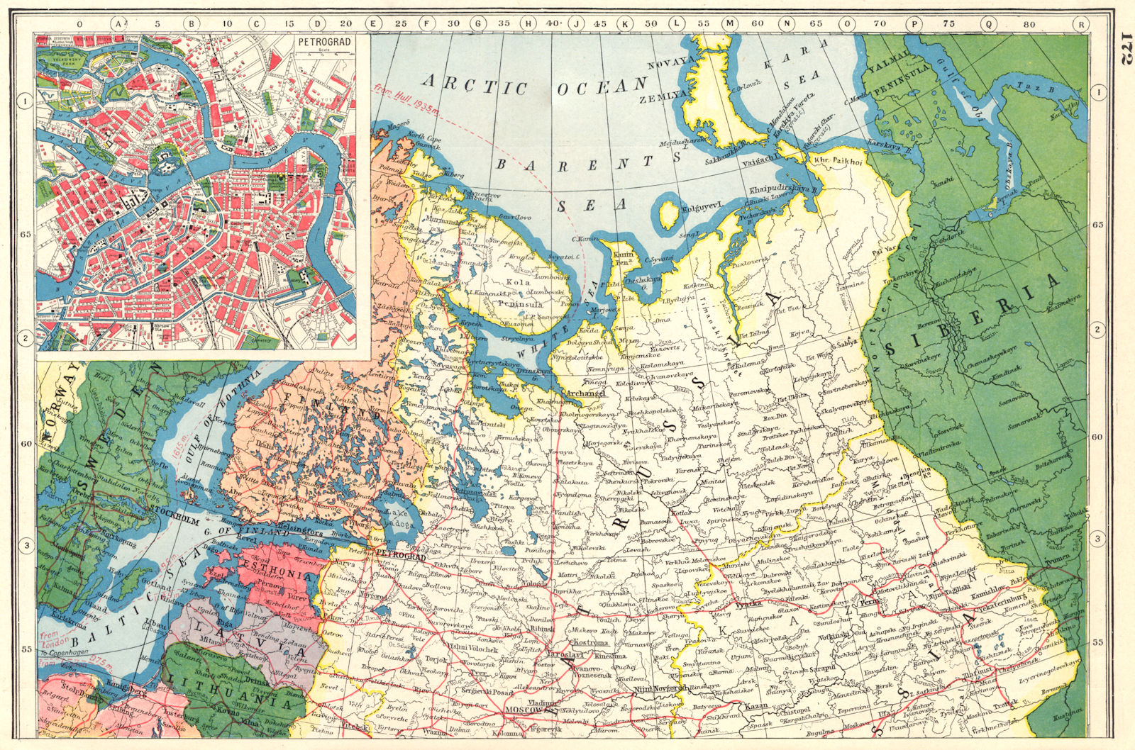 EUROPEAN RUSSIA.Lithuania Latvia Estionia.Petrograd(St Petersburg)plan ...