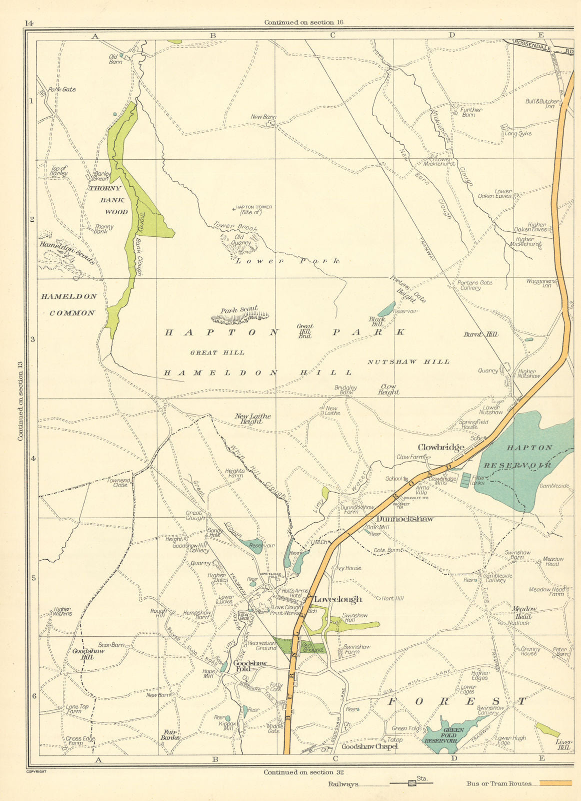 LANCS Clowbridge Dunnockshaw Loveclough Goodshaw Reservoir Burnt Hill ...