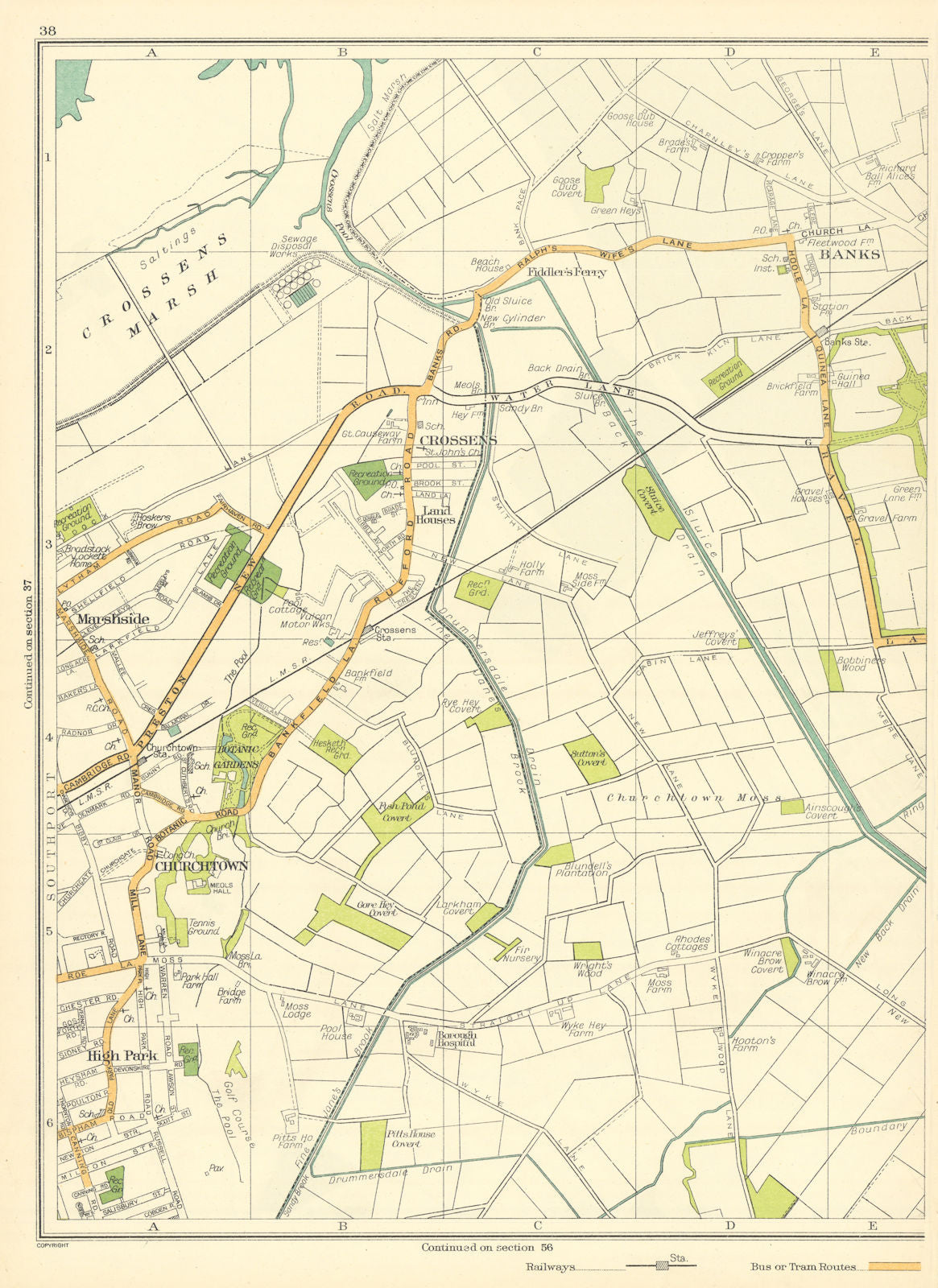LANCASHIRE Southport Crossens Marsh Marshside High Park Churchtown 1935 ...