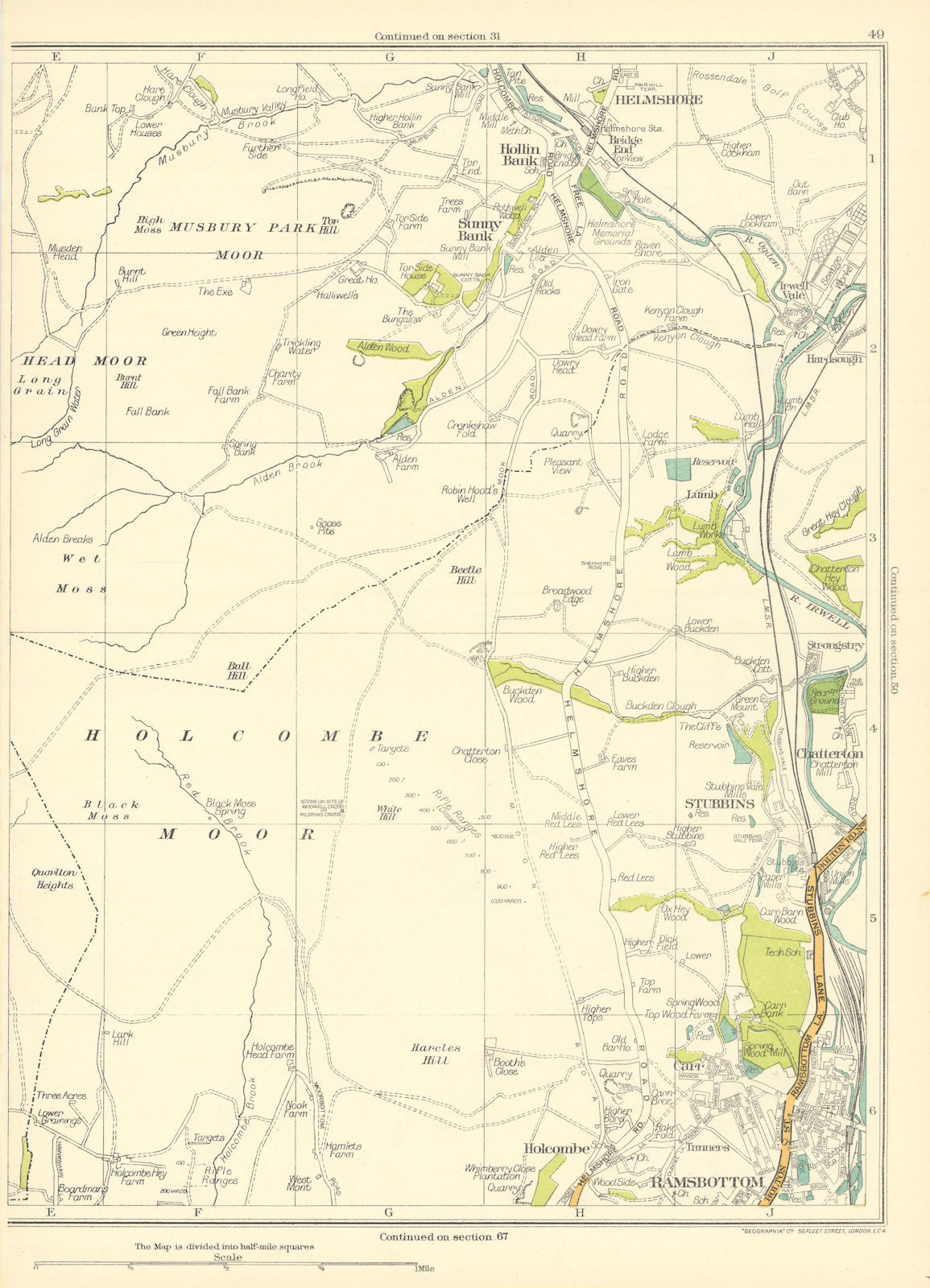 LANCASHIRE Holcombe Moor Ramsbottom Stubbins Chatterton Helmshore 1935 ...
