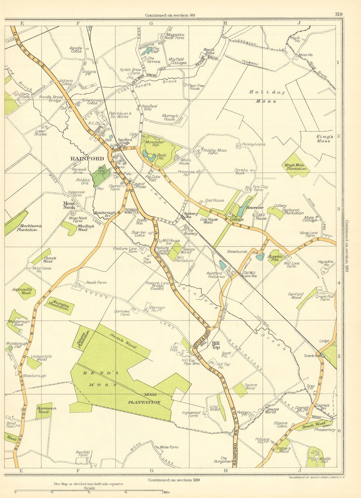 LANCASHIRE Rainford Moss Nook Reed's Moss Moss Plantation Hilltop 1935 ...