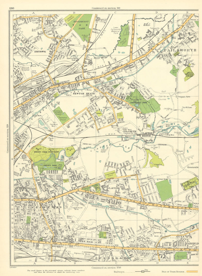 MANCHESTER Newton Heath Clayton bridge Culcheth Failsworth 1935 old map ...