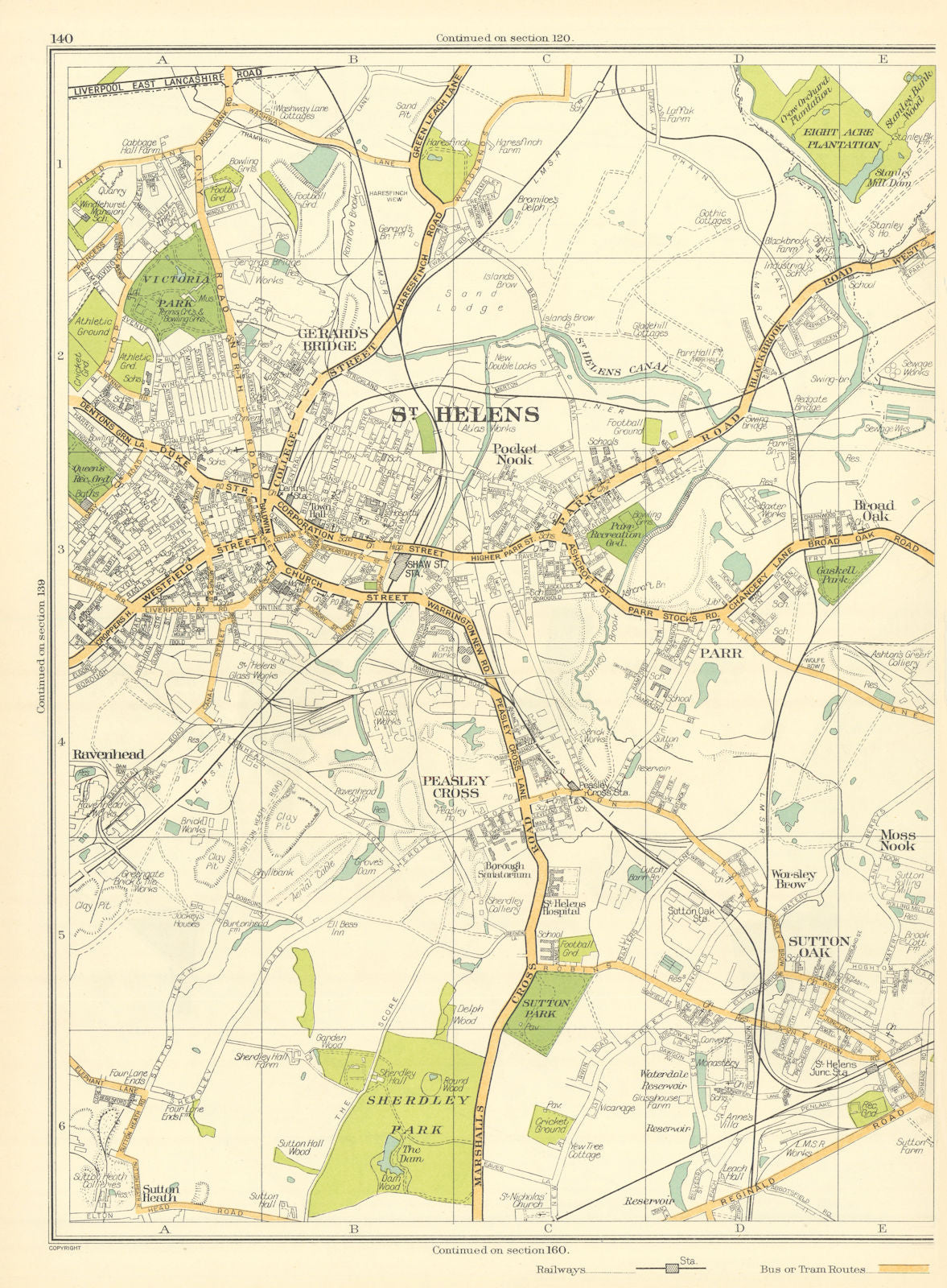 LANCS St Helens Sutton Oak Peasley Cross Ravenhead Parr Gerards Bridge ...