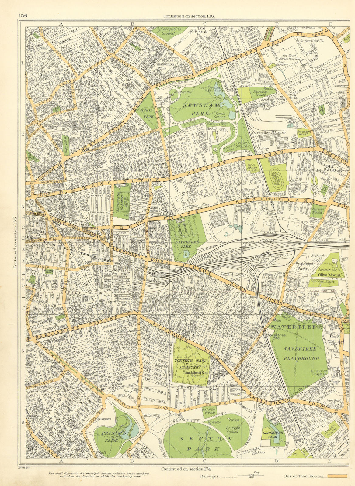 LIVERPOOL Newsham Park Sefton Park Wavertree Kensington Toxteth 1935 ...