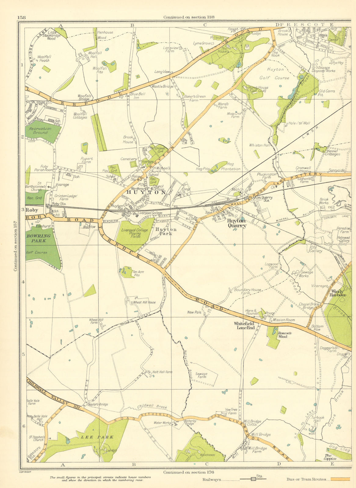 LANCASHIRE Huyton Quarry Roby Roscoe's Wood Old Colliery Prescot 1935 ...