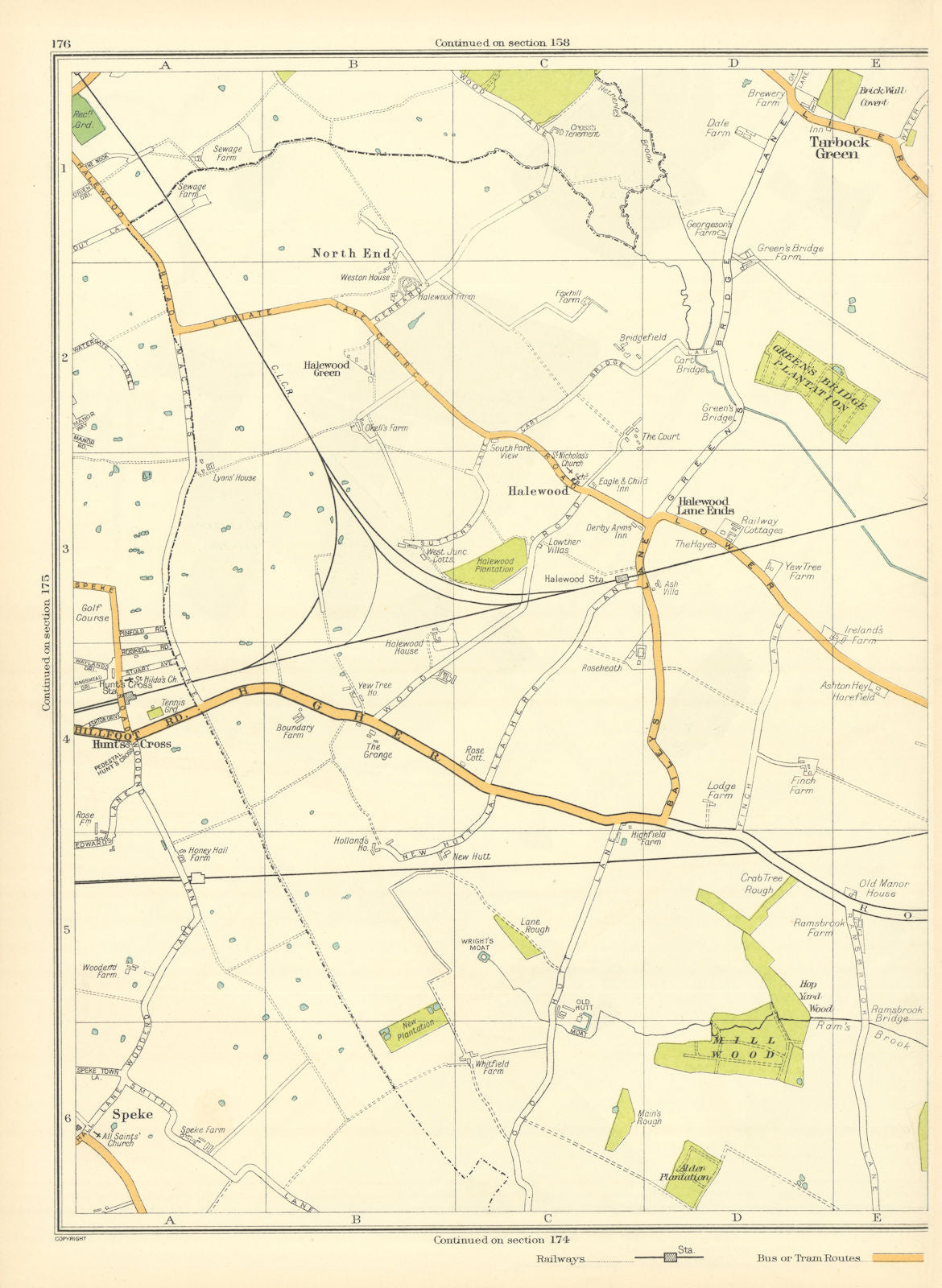 LANCASHIRE North End Halewood Mill Wood Hunts Speke Tarbock Green 1935 ...