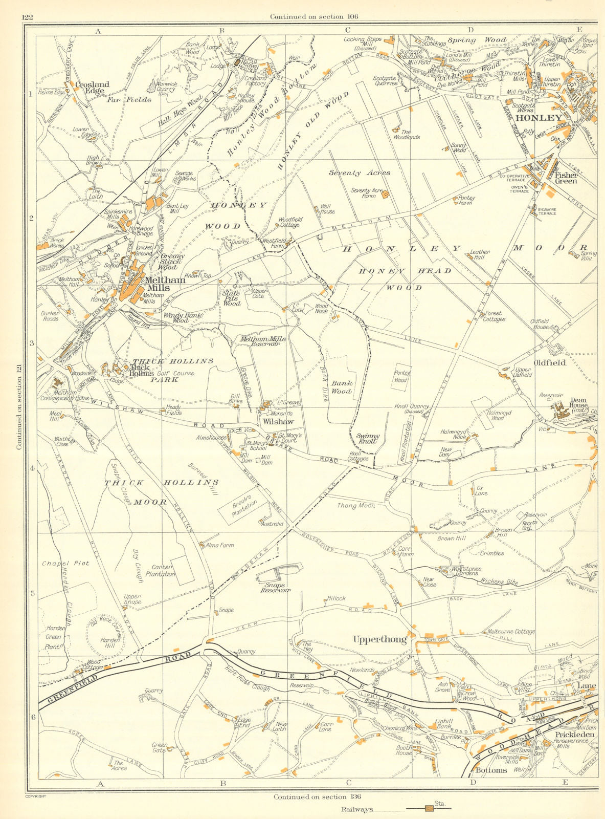 HONLEY Upperthong Netherthong Wilshaw Meltham Mills Crosland Edge 1935 ...