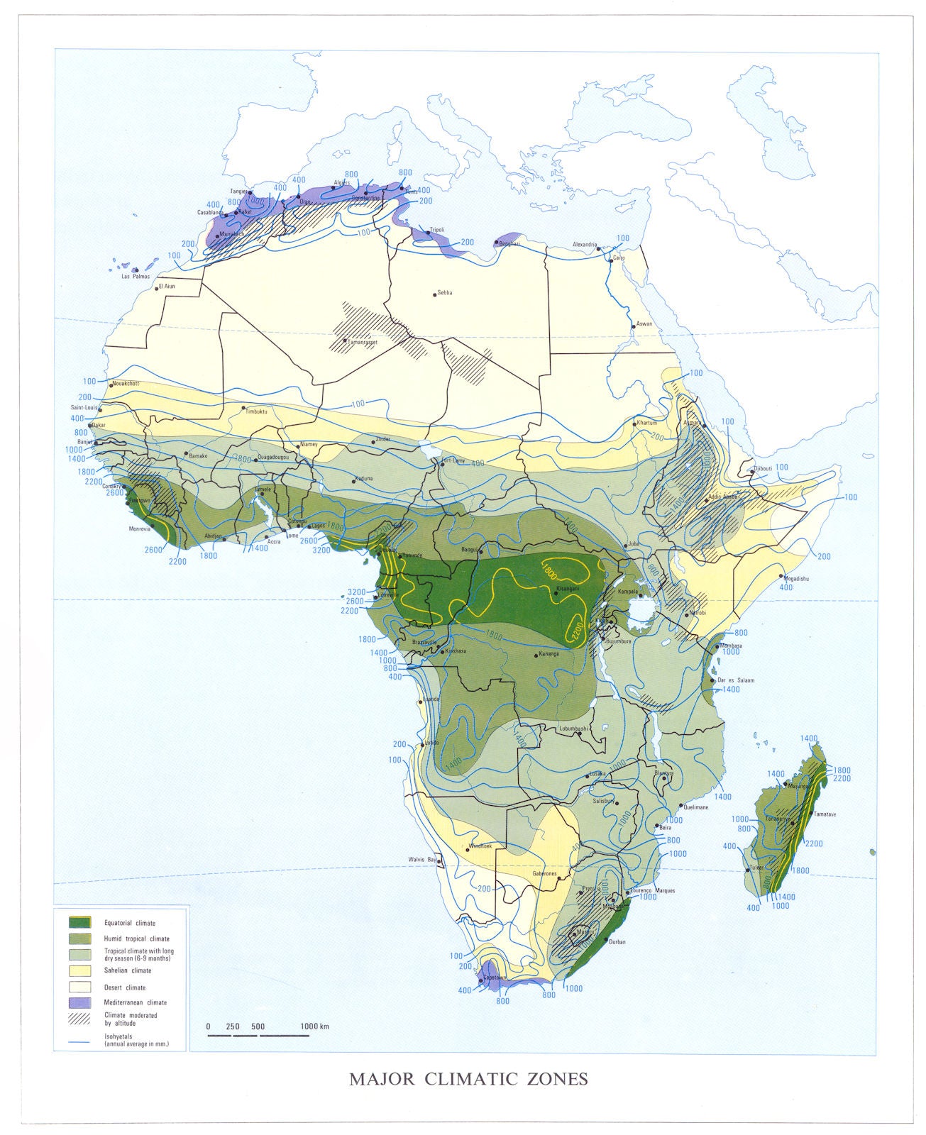 AFRICA. climatic zones. Equatorial Tropical Desert Mediterranean 1973 ...