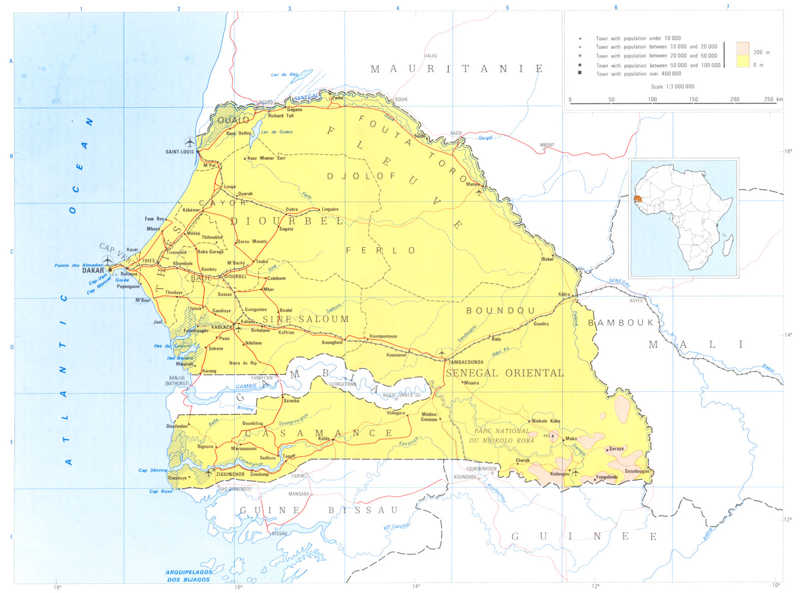 SENEGAL. Senegal; Republic of Senegal 1973 old vintage map plan chart ...
