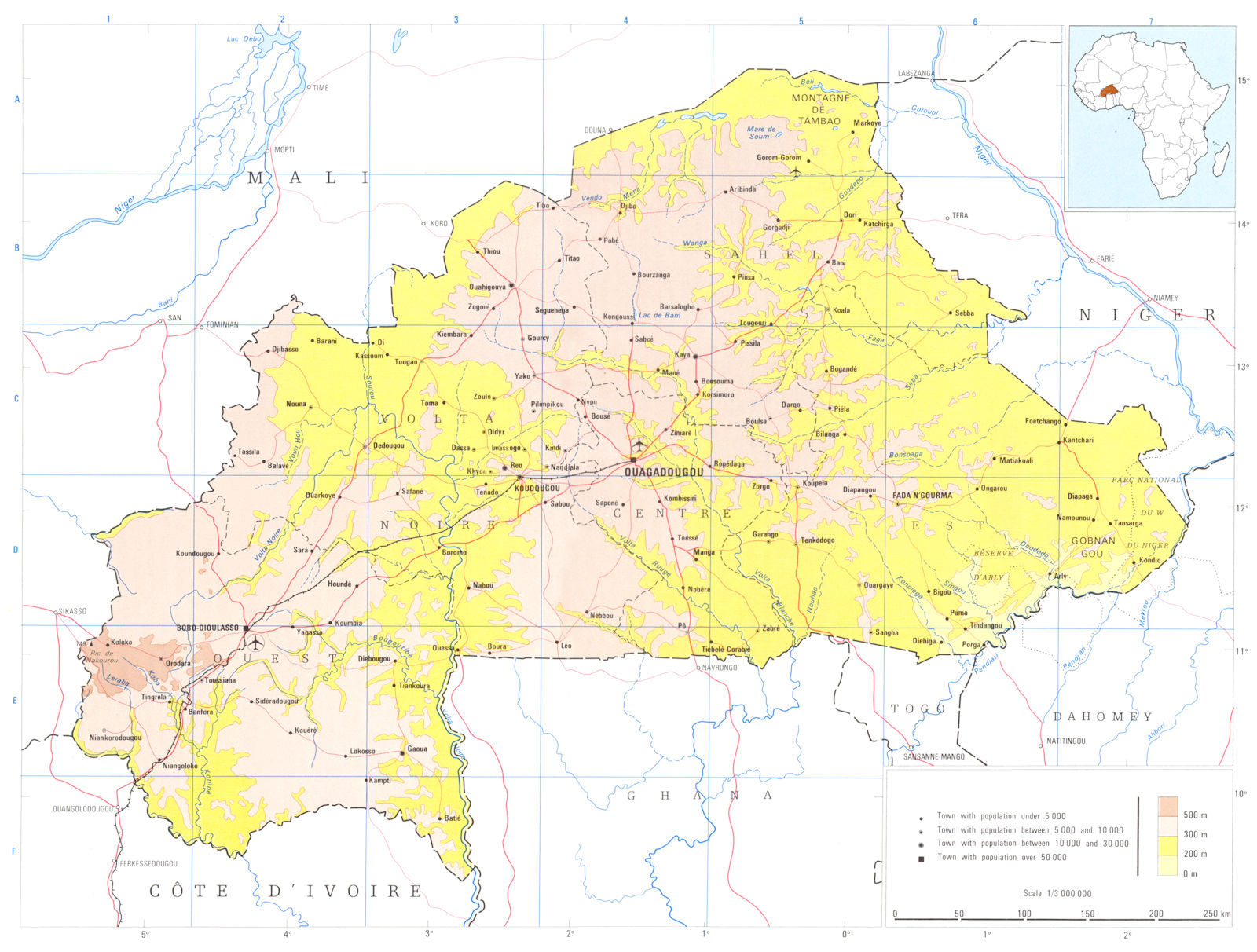 BURKINA FASO. Upper Volta; Republic of upper Volta 1973 old vintage map ...