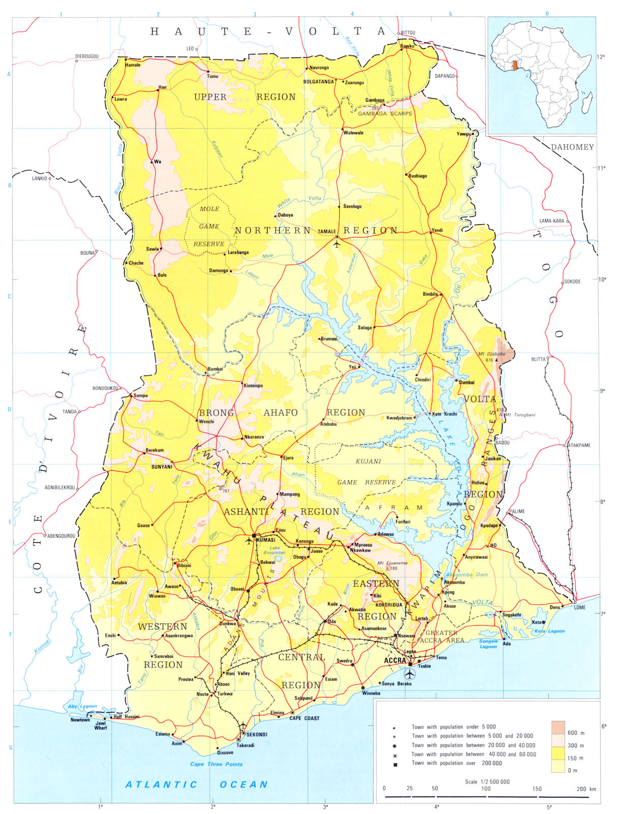 GHANA. Ghana; Republic of Ghana 1973 old vintage map plan chart ...