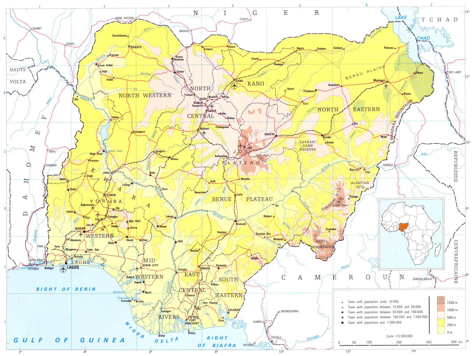 NIGERIA. Nigeria; Federal Republic of Nigeria 1973 old vintage map plan ...