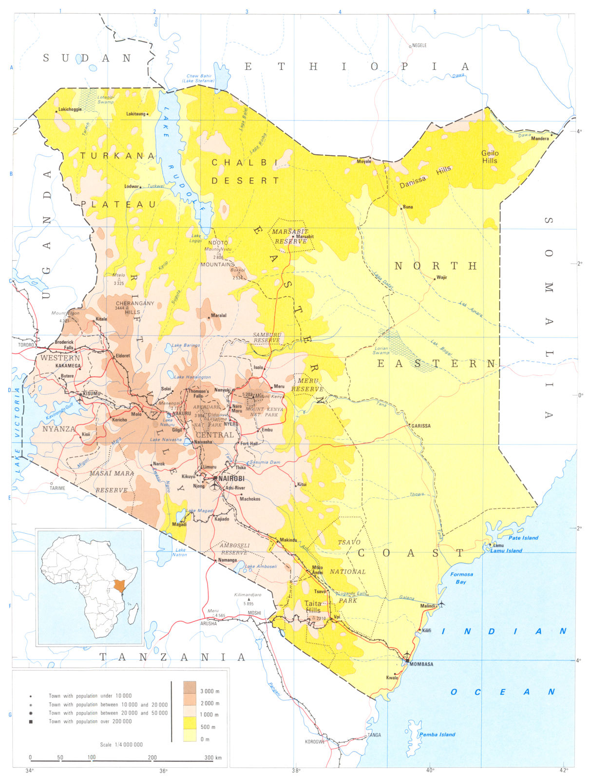 KENYA. Kenya; Republic of Kenya 1973 old vintage map plan chart ...