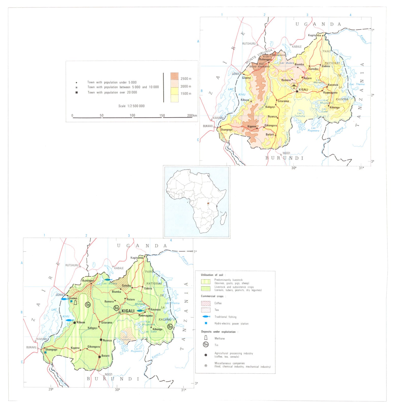 RWANDA. Economy industry trade farming agriculture resources 1973 old ...
