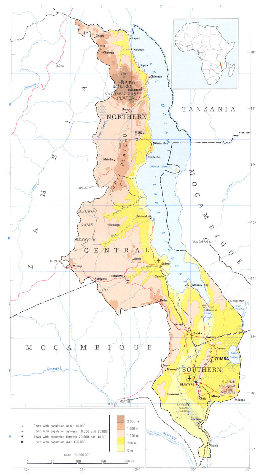 MALAWI. Malawi; Republic of Malawi 1973 old vintage map plan chart ...