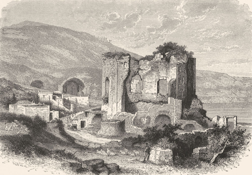 ITALY. Temple of Venus near Balae 1877 old antique vintage print ...