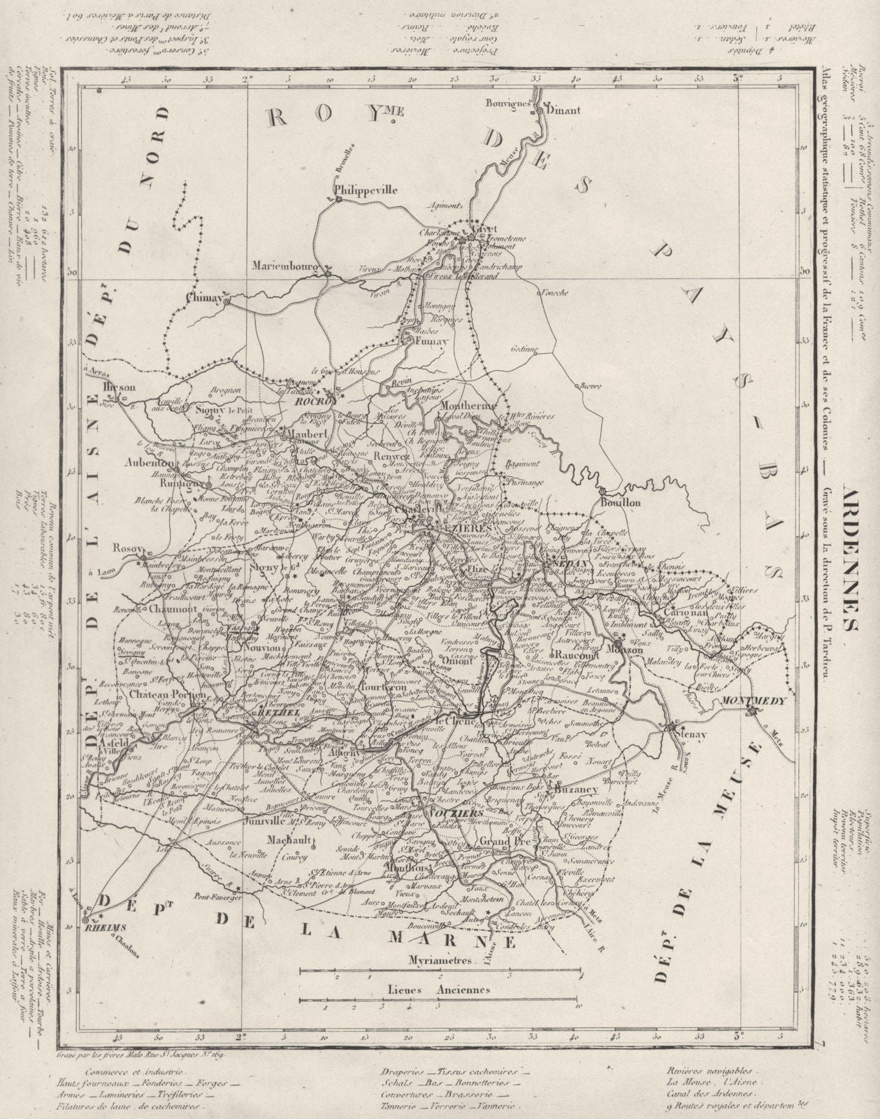 ARDENNES. Ardennes département. Tardieu 1830 old antique map plan chart ...