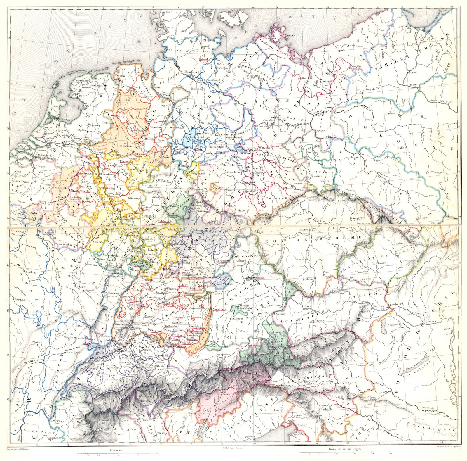 GERMANY MEDIATISATION. Carte Générale de L'Allemagne en 1789 1859 old ...