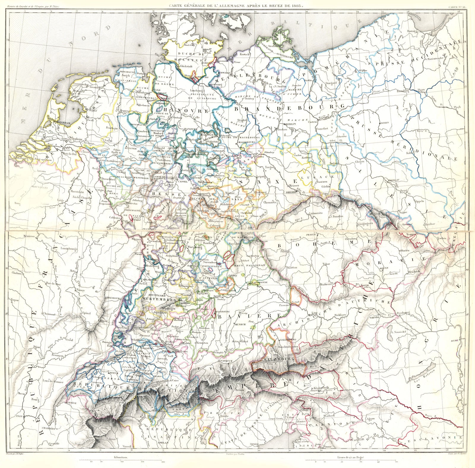 GERMANY MEDIATISATION. Allemagne Après le Recez de Recess of 1803 1859 ...
