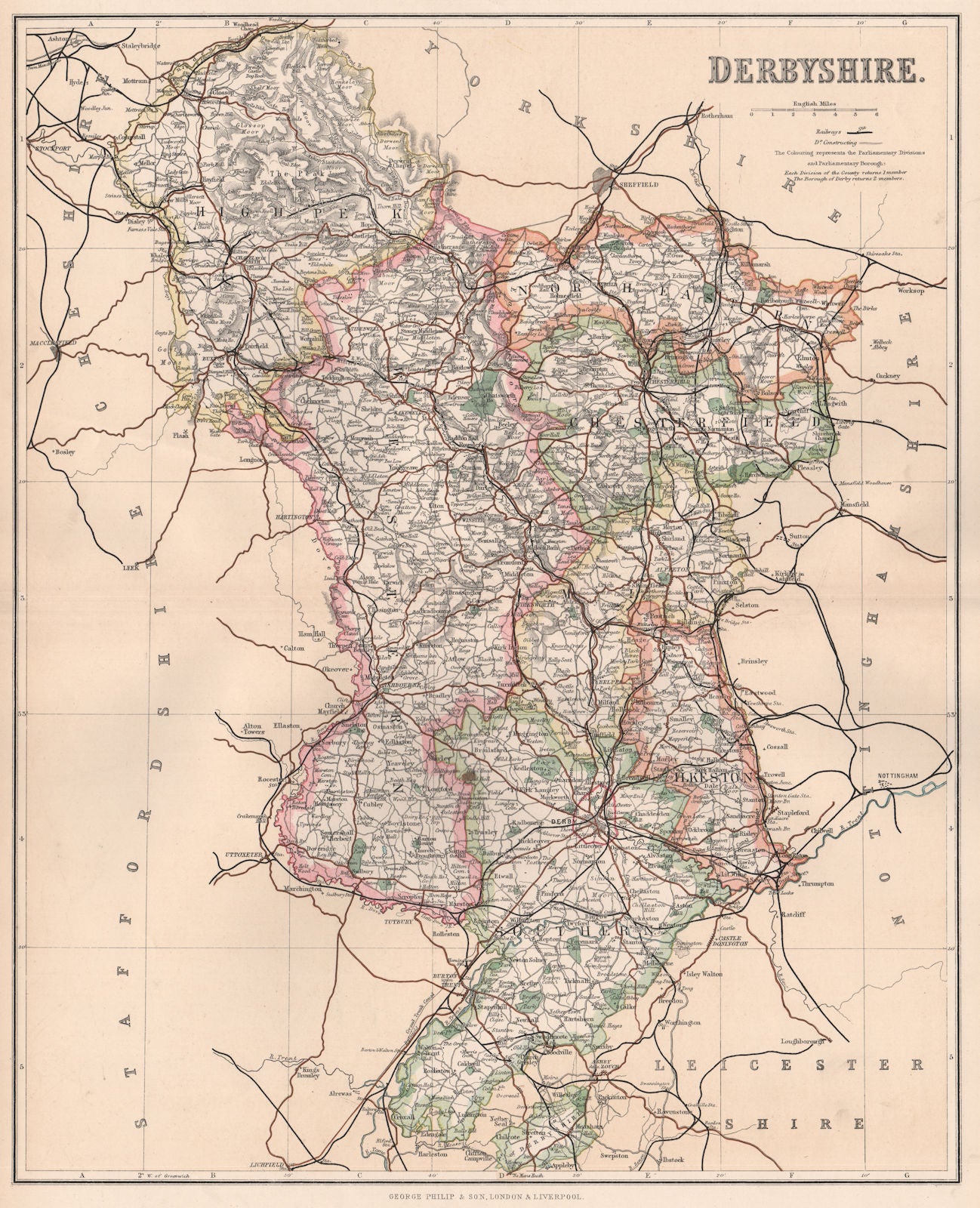 DERBYSHIRE. County map. Parliamentary boroughs. Peak District. PHILIP ...