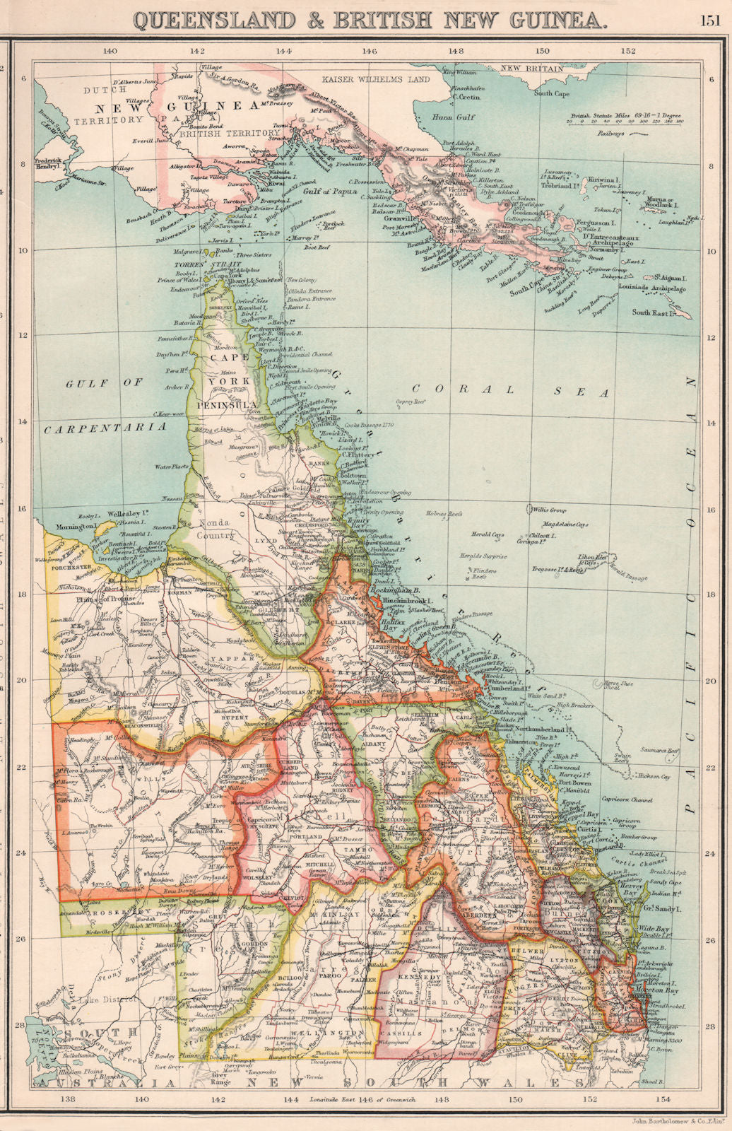 QUEENSLAND & BRITISH NEW GUINEA.Counties.Papua.Australia.BARTHOLOMEW ...