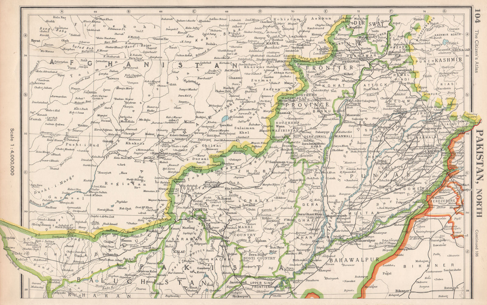 PAKISTAN NORTH. Showing unresolved border with independent Kashmir 1952 ...