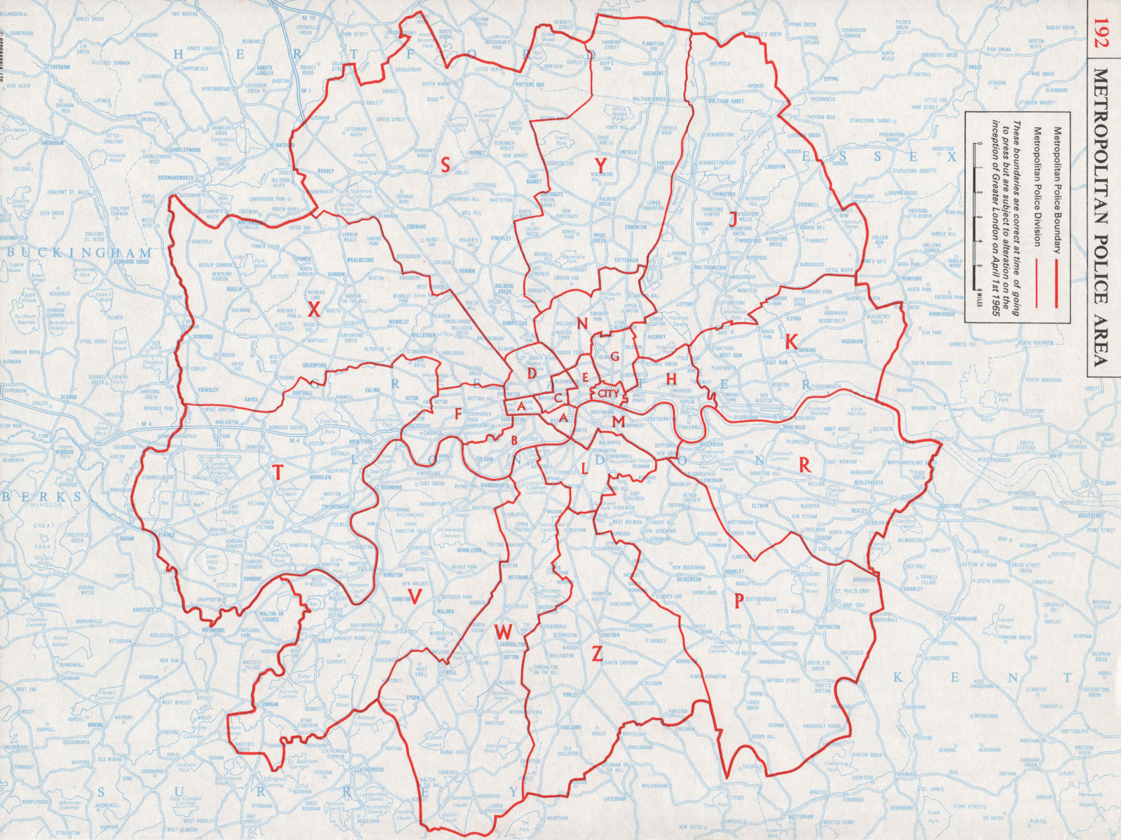 LONDON. Metropolitan Police areas. Boundaries & divisions 1964 old ...