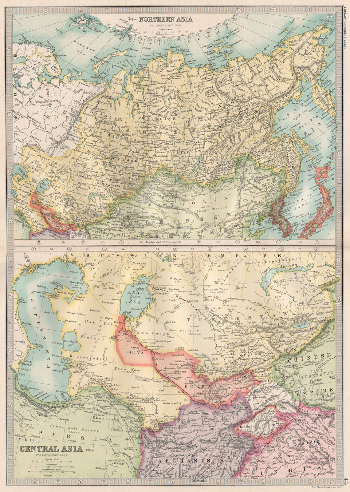NORTH & CENTRAL ASIA. Khiva Bukhara Turkestan &c. BARTHOLOMEW 1890 old ...