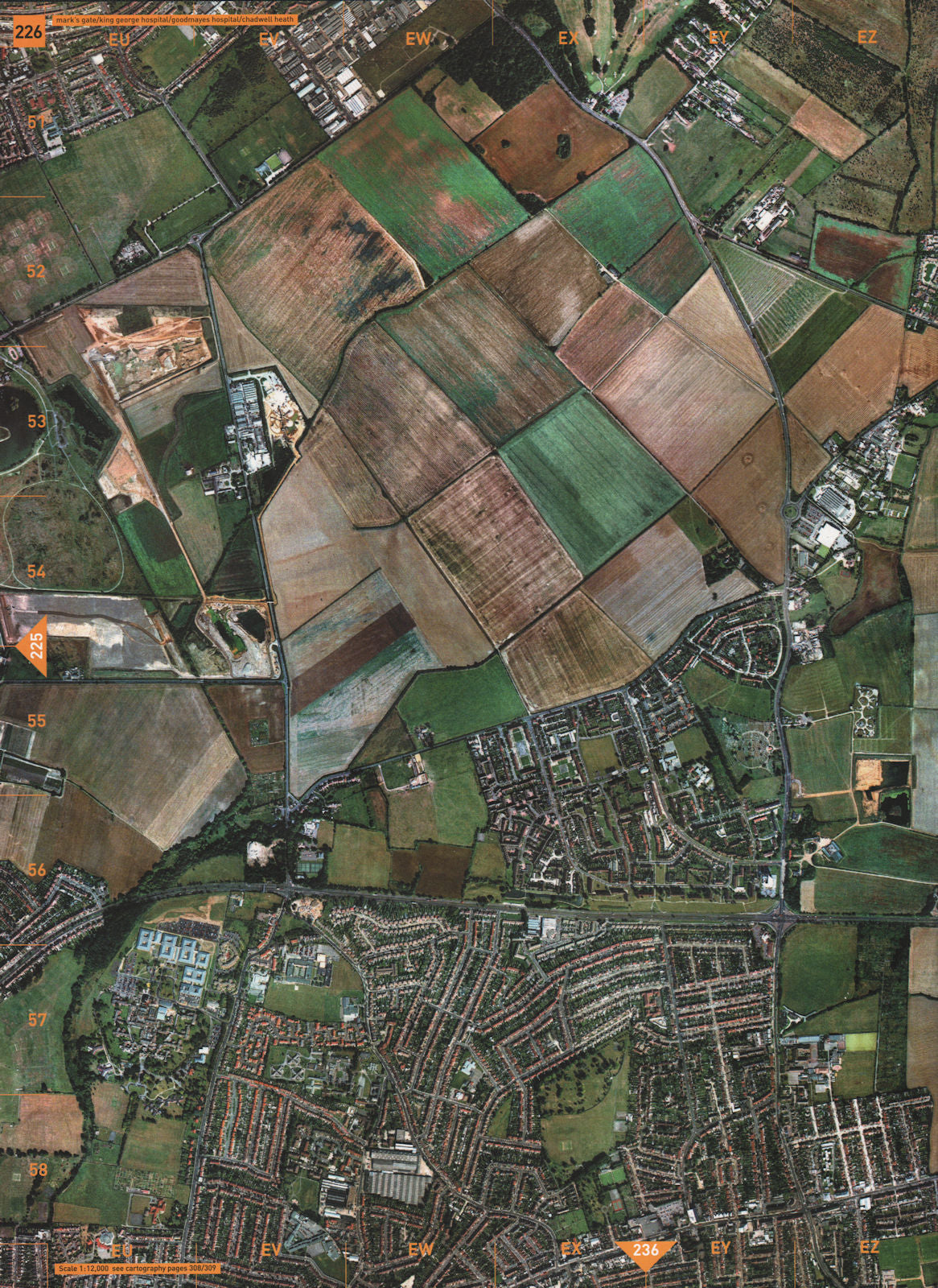 CHADWELL HEATH. Mark's Gate King George Hospital Goodmayes 2000 old map ...