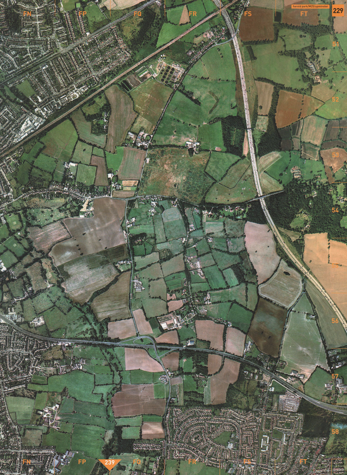 HAROLD PARK. M25 Upminster 2000 vintage map plan chart ...