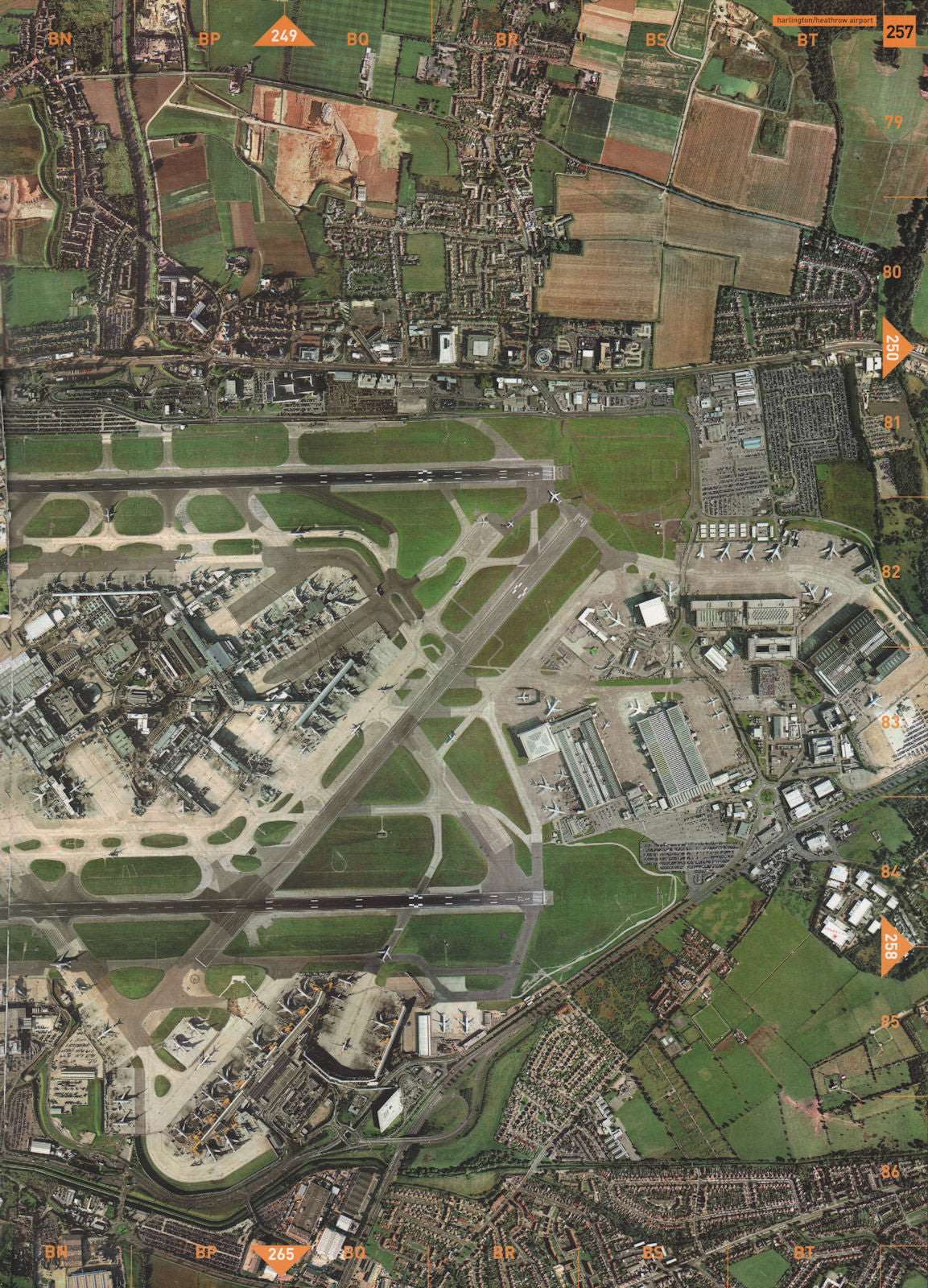 HEATHROW AIRPORT. Harlington Heathrow Airport LHR 2000 old vintage map ...