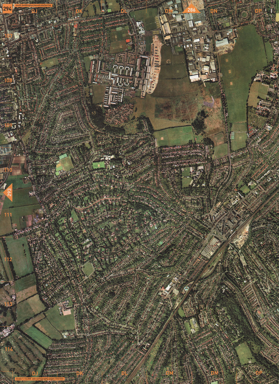 PURLEY. South Beddington Woodcote 2000 old vintage map plan chart ...