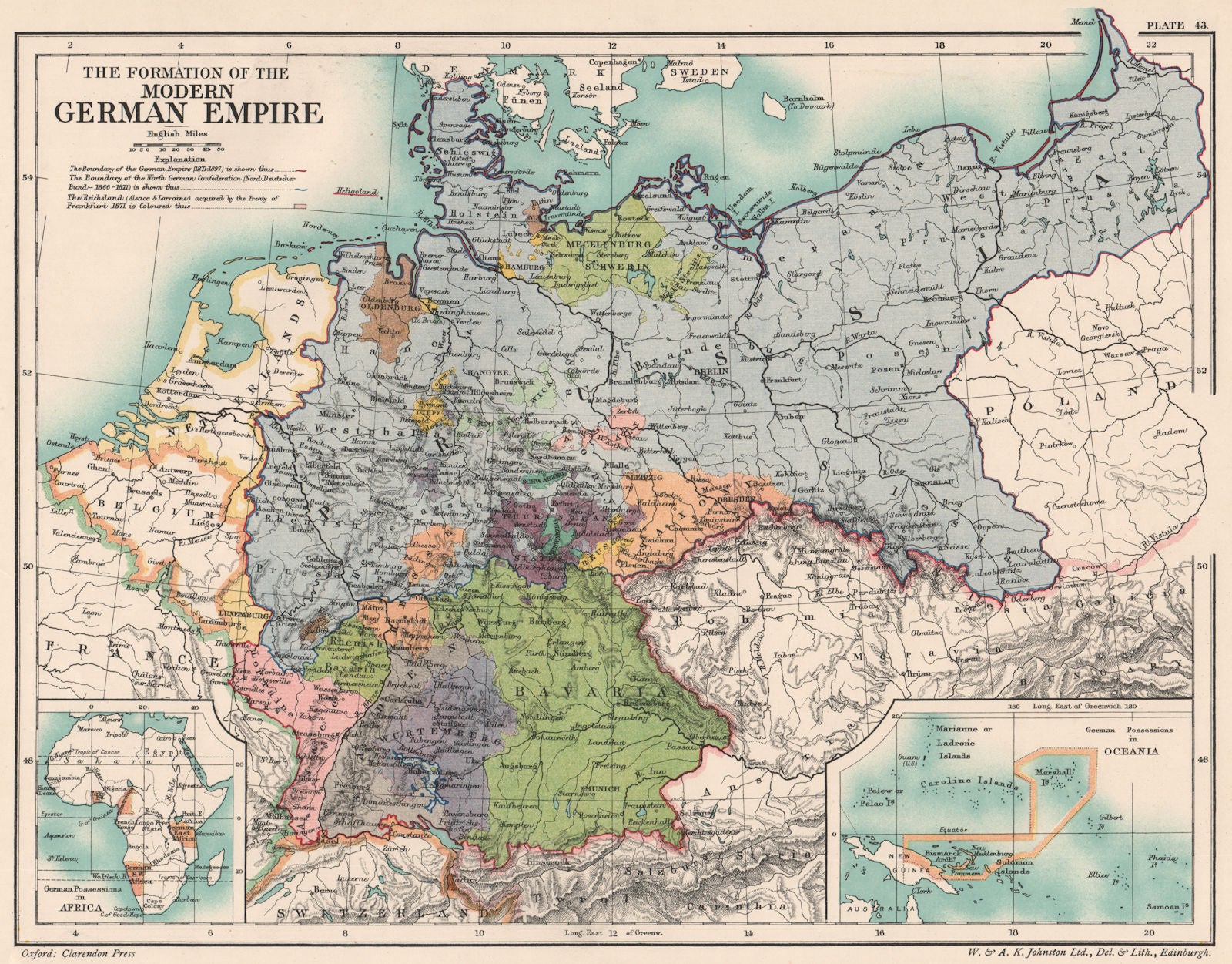 GERMANY.Formation of 19th century German Empire.Africa Pacific colonies ...