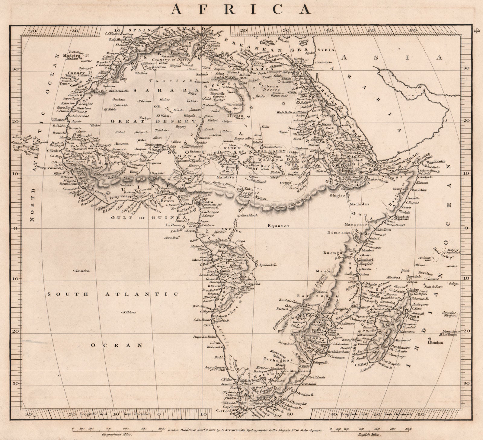 AFRICA. Unexplored areas. Mountains of Kong/of the Moon. ARROWSMITH ...