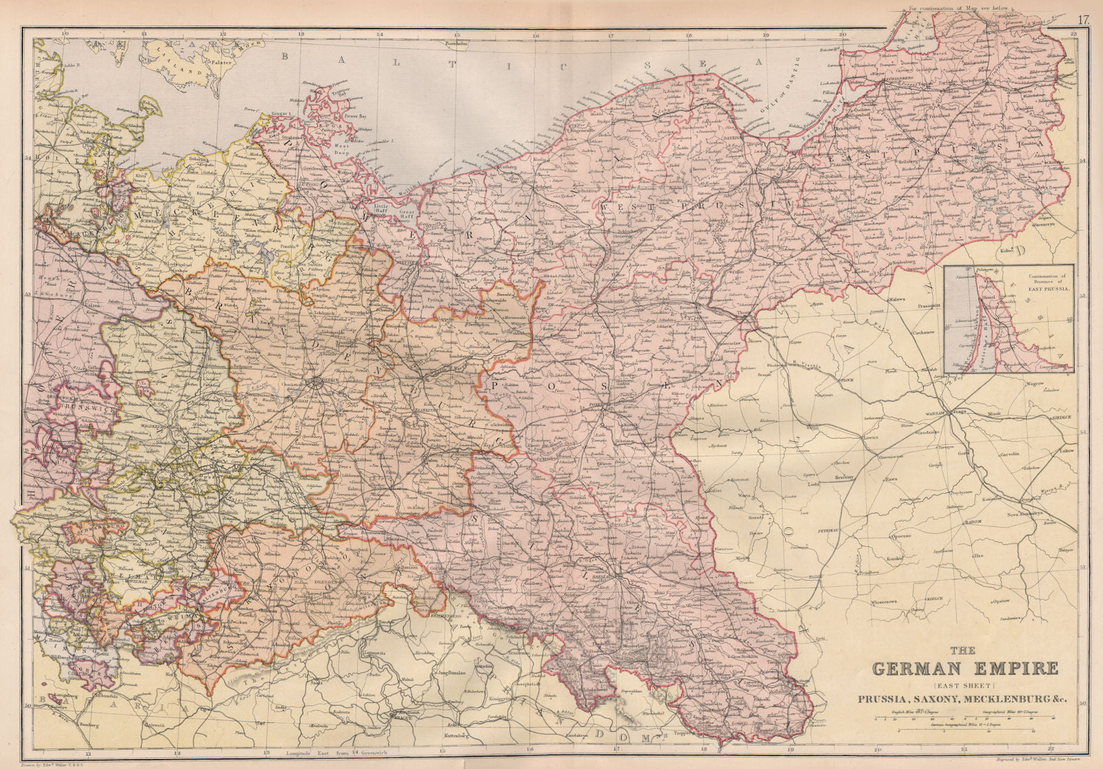 GERMAN EMPIRE EAST. Prussia Saxony Mecklenburg.Poland.Railways. BLACKIE ...