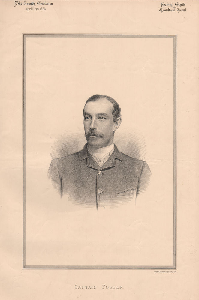 Captain Foster 1888 old antique vintage print picture ...
