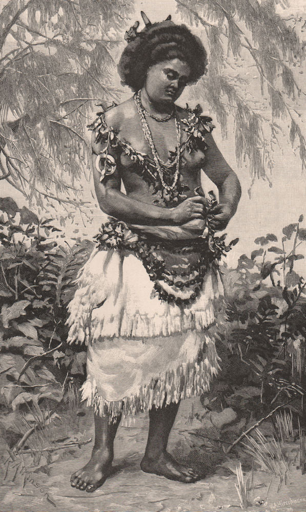 A Samoan Princess. SAMOA 1888 old antique vintage print picture ...