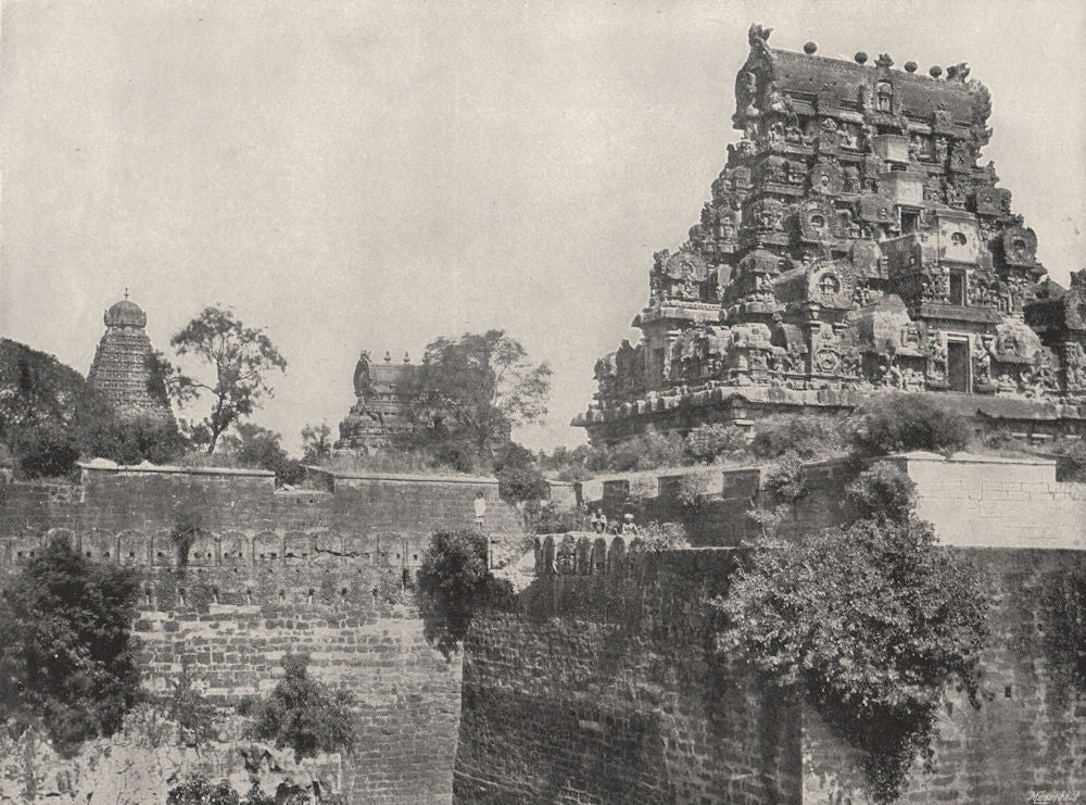 THANJAVUR. The moat and the fort. India 1895 old antique vintage print ...