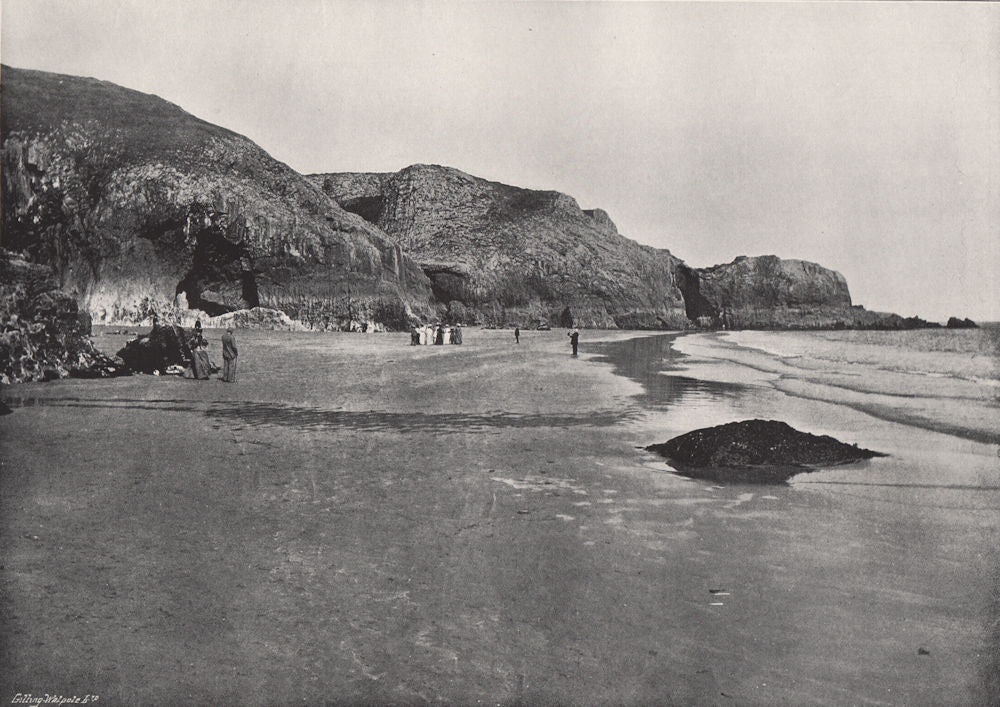 LYDSTEP. The cliffs and the beach. Pembrokeshire 1895 old antique print ...