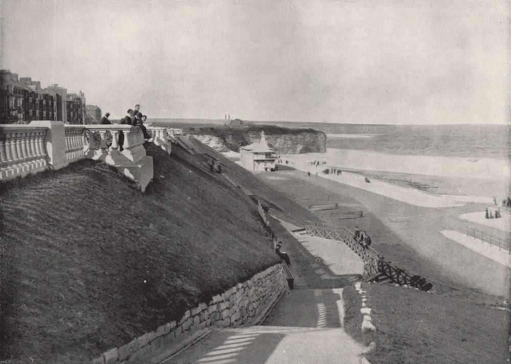 ROKER. the beach, from the terrace. Sunderland 1895 old antique print ...