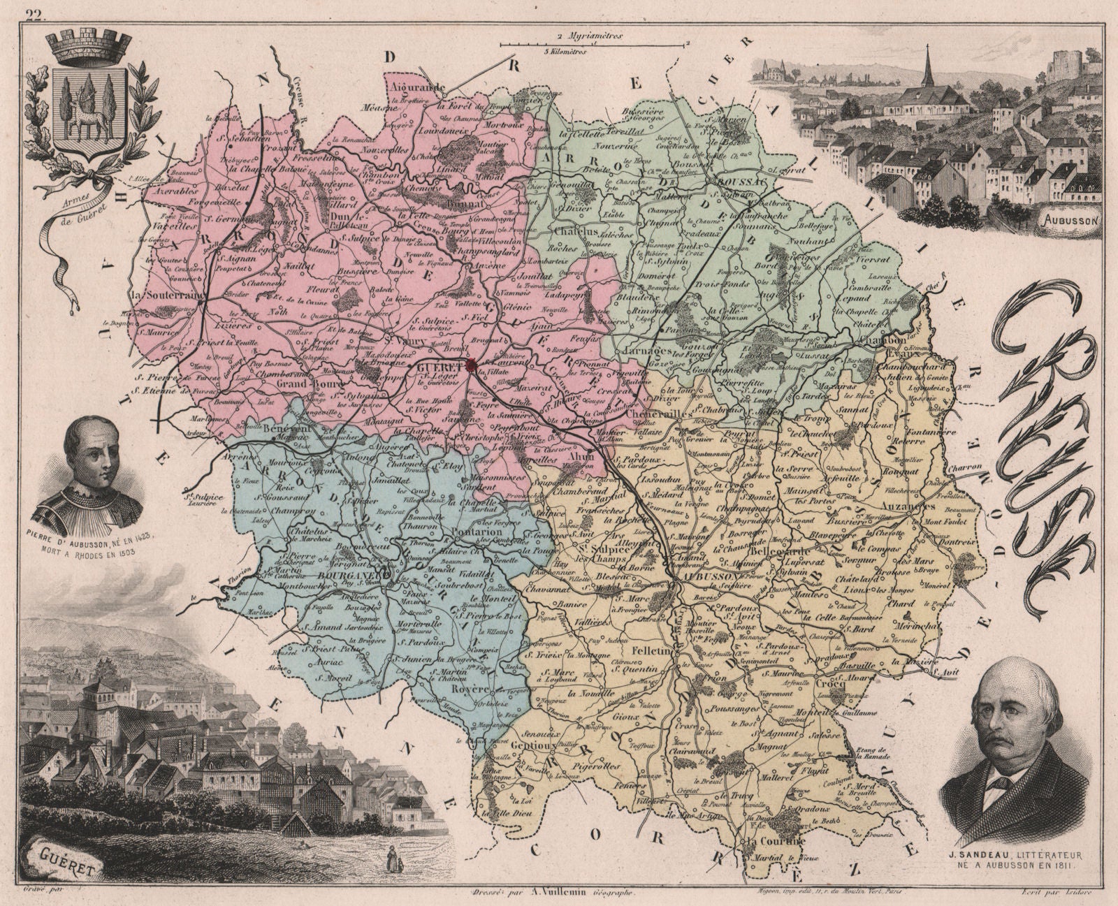 CREUSE. Département. ‍Guéret. Aubusson. Sandeau. d'Aubusson. VUILLEMIN ...