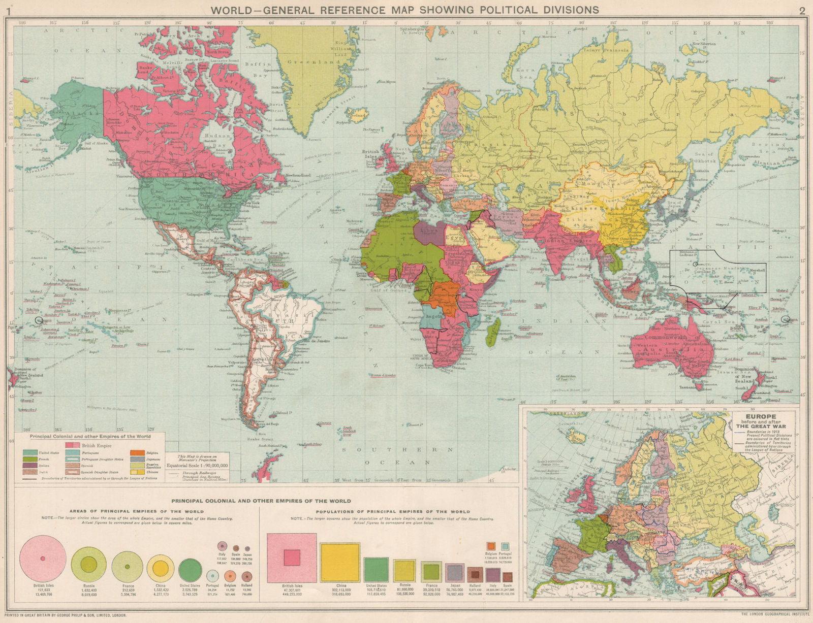 World Political. British Empire. First World War boundary changes 1925 ...