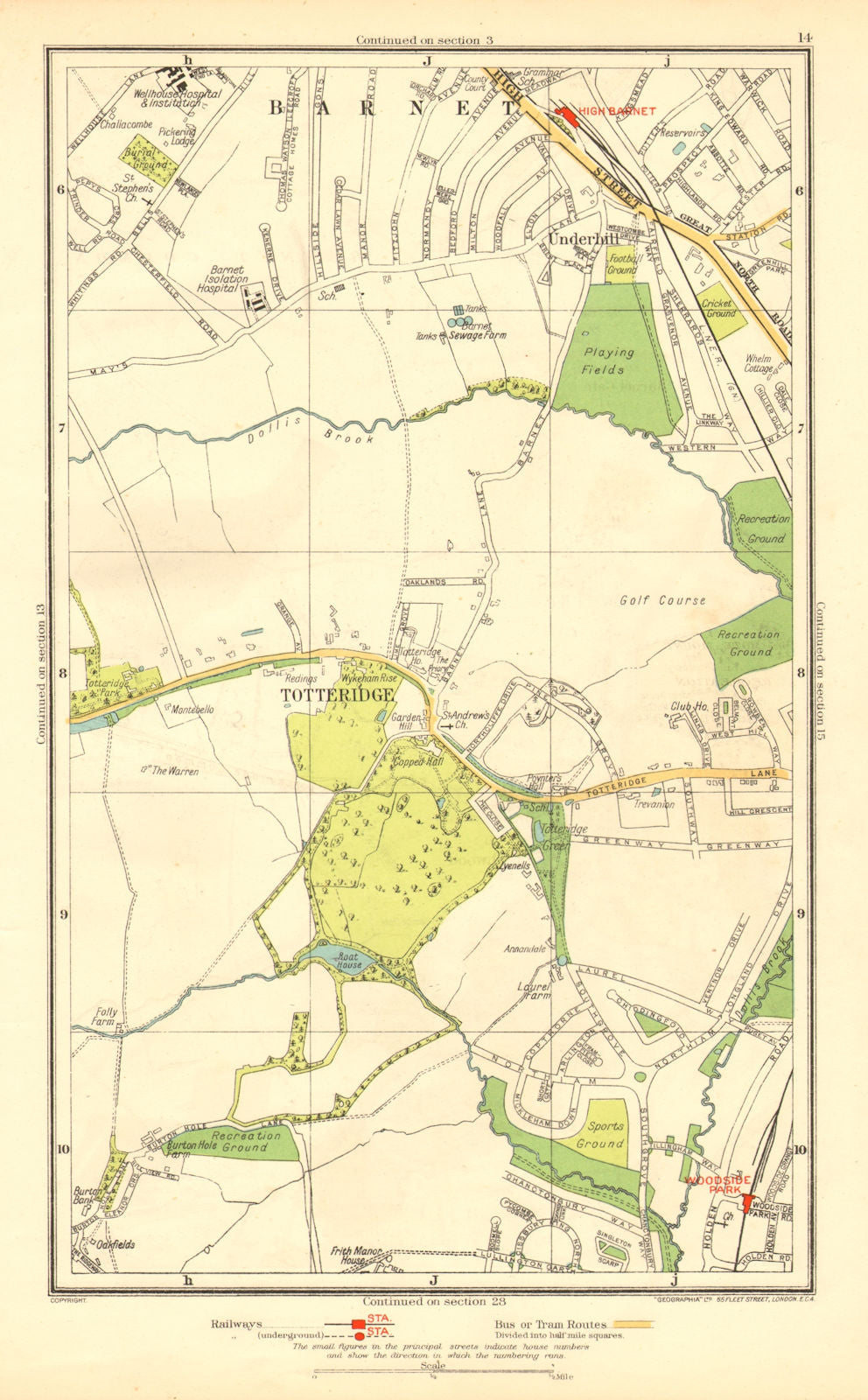HIGH BARNET/CHIPPING BARNET. Totteridge Woodside Park Underhill 1937 ...