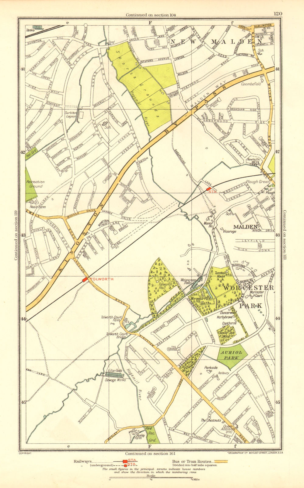 NEW MALDEN. Surbiton Worcester Park West Ewell Tolworth Berrylands 1937 ...