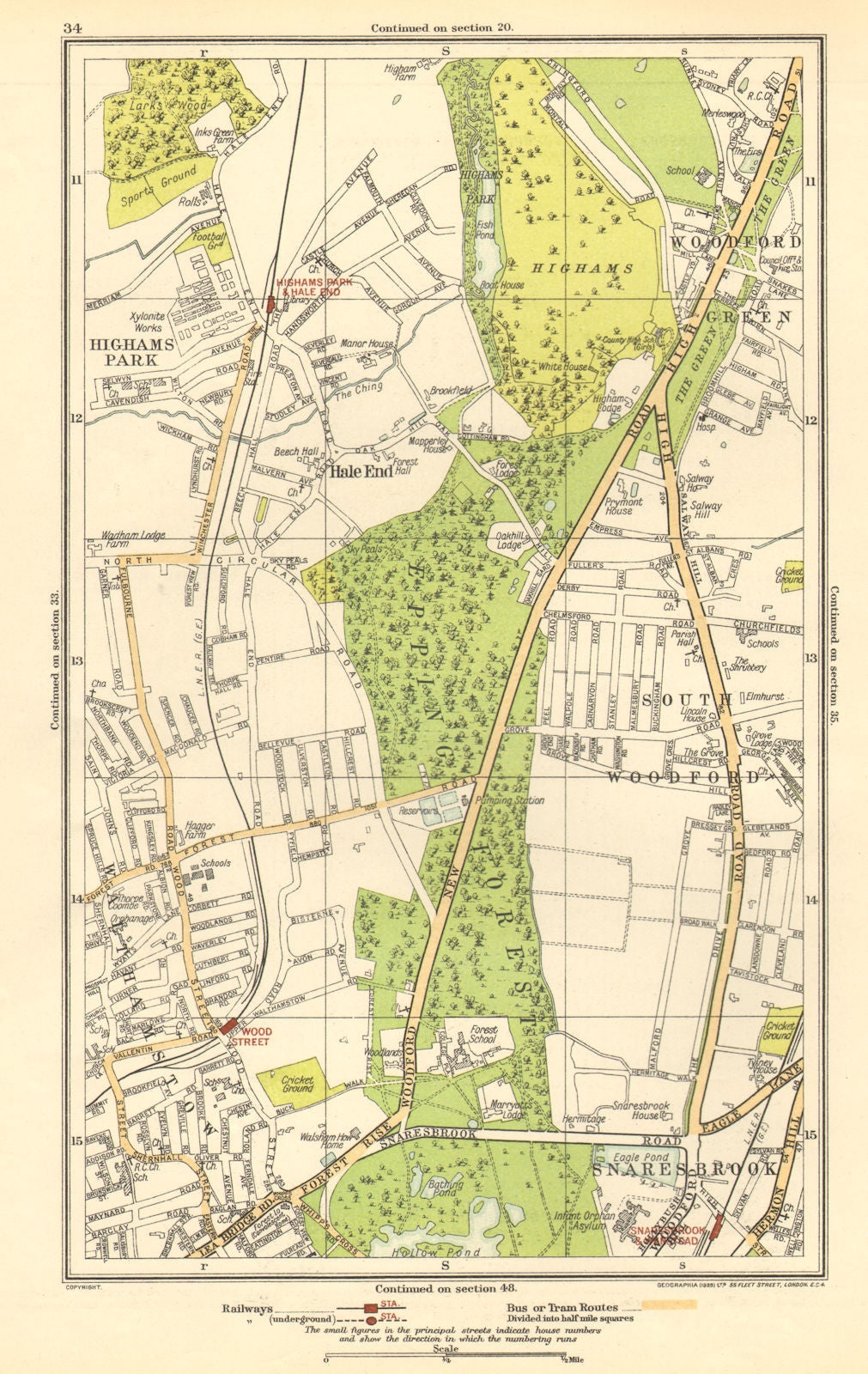 WOODFORD GREEN. Hale End, Highams Park, Snaresbrook, Wanstead 1923 old ...