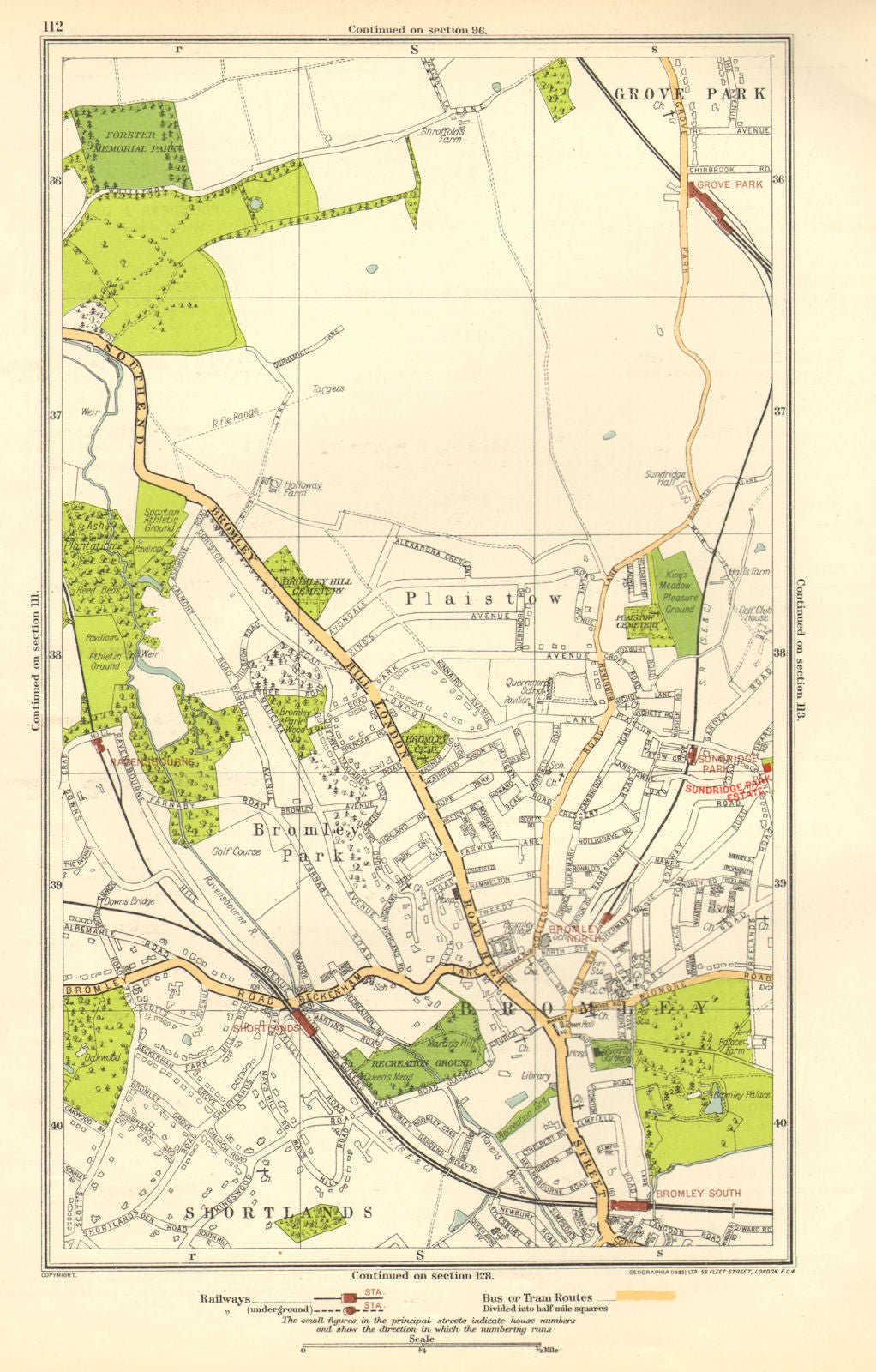 BROMLEY. Downham, Grove Park, Plaistow, Shortlands, Ravensbourne 1923 ...