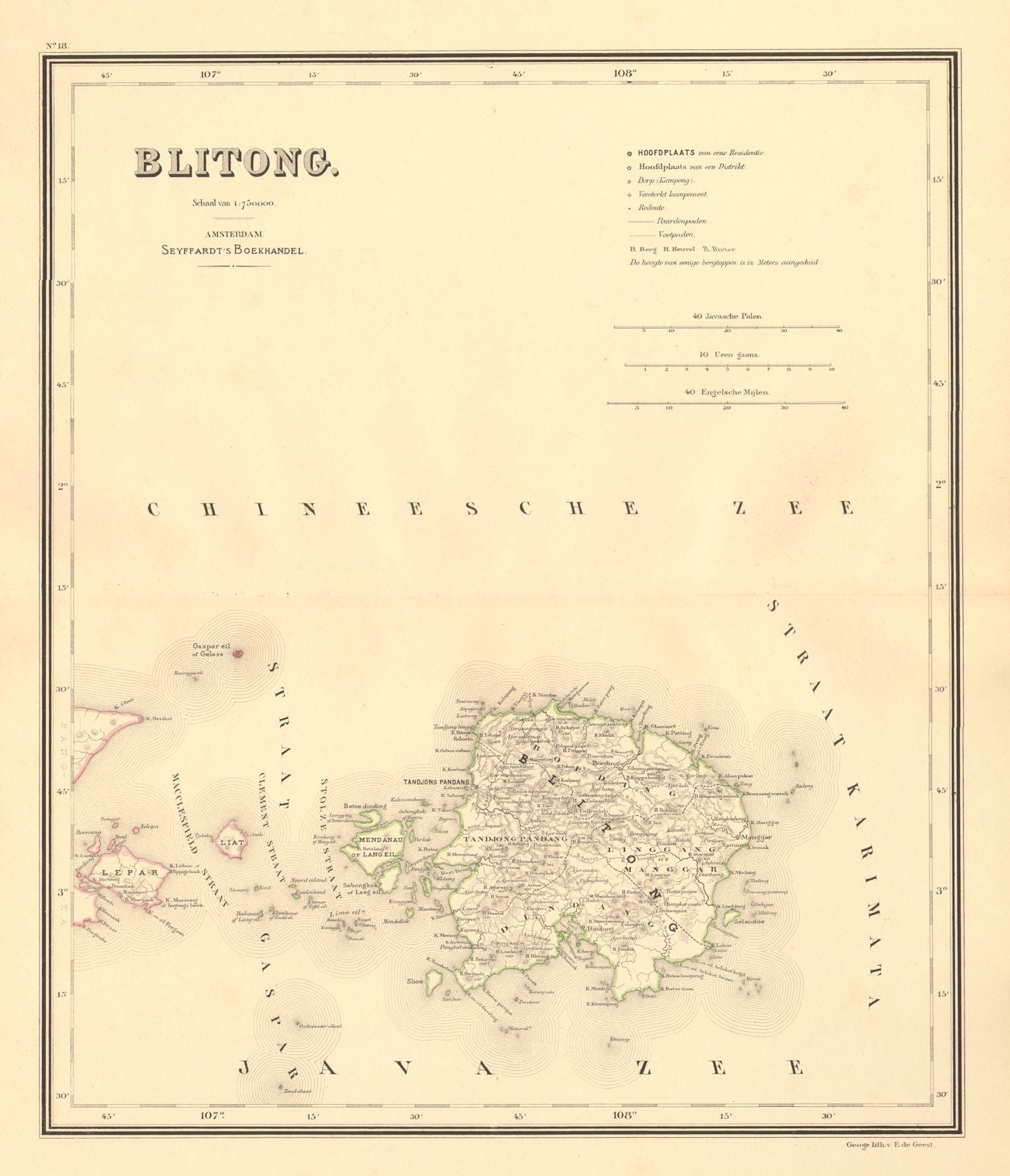 DUTCH EAST INDIES. Indonesia. Blitong Belitung Billiton. DORNSEIFFEN ...